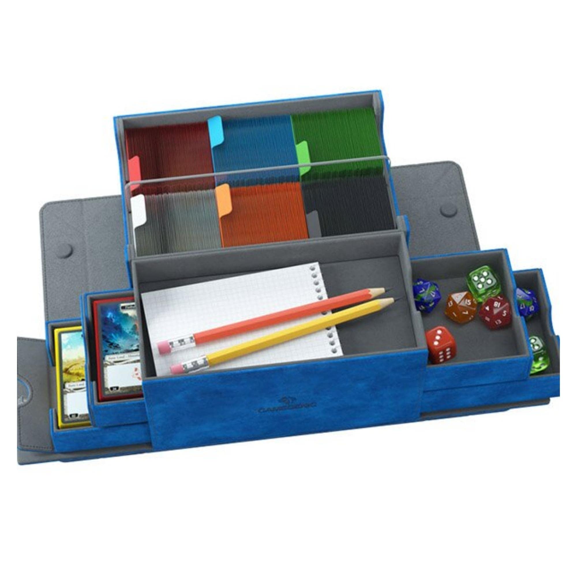 Gamegenic Game's Lair 600+ Convertible Deck Box | Double-Sleeved Card Storage | Premium Card Game Protector | Nexofyber Surface | Holds up to 600 Cards | Blue Color | Made, Various,GGS20087ML