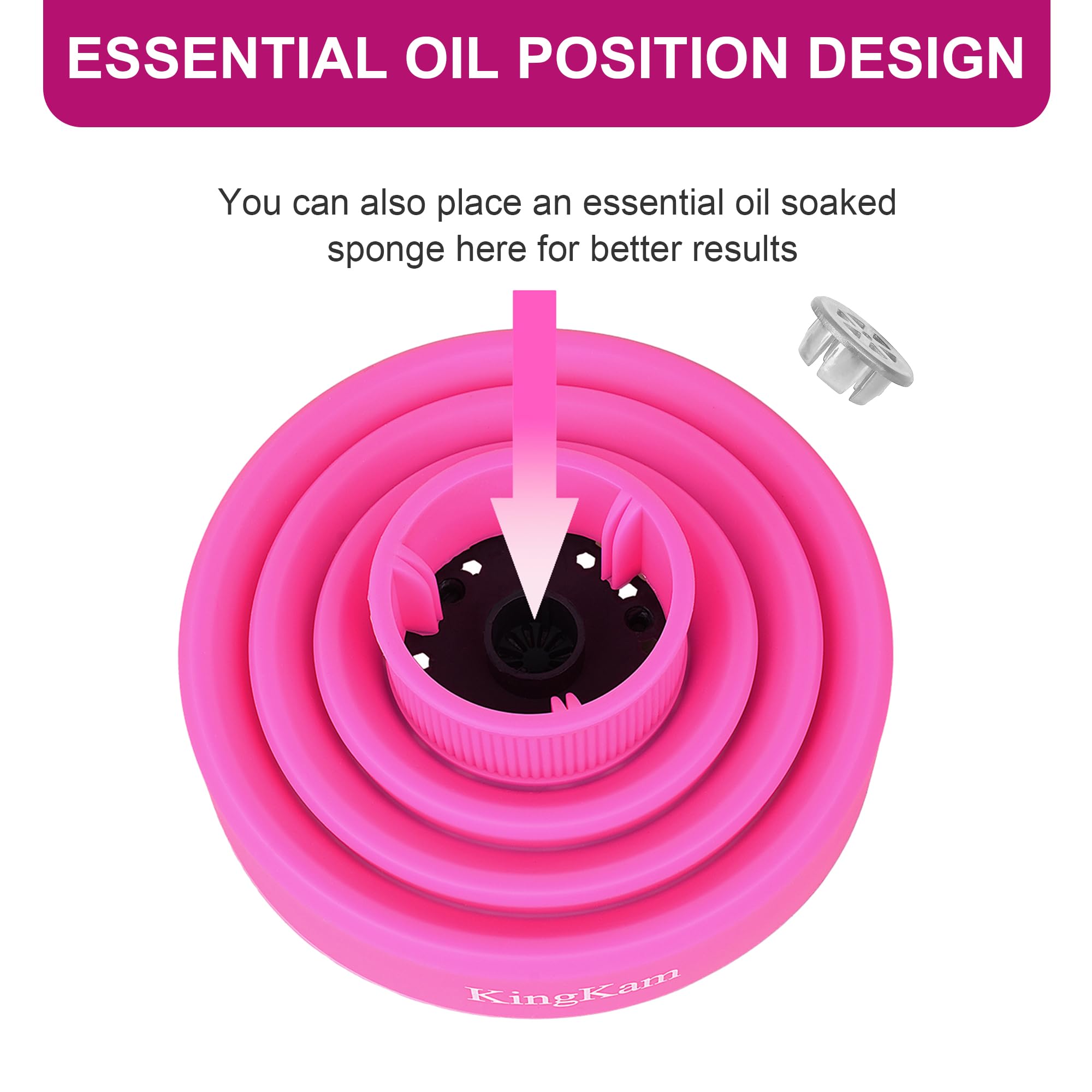 Collapsible Silicone Hair Dryer Diffuser - Travel and Easy Storage - Fit Most Hair Dryers with Nozzle Diameter D-1.575Inch to 1.968 Inch (4-5cm) - Pink