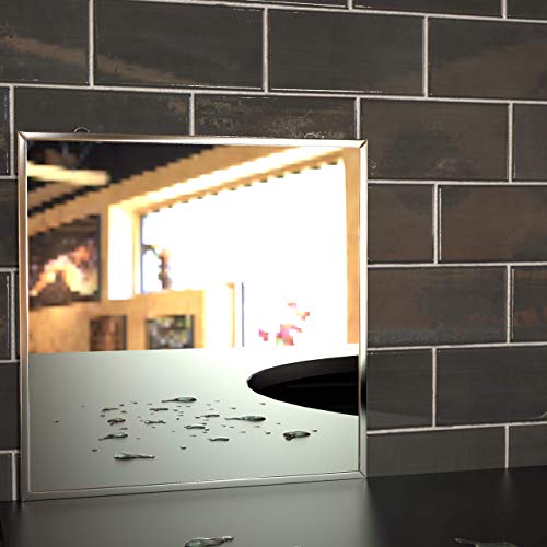 Liootech Fogless Shaving Shower Mirror, Fog Free Mirror Narrow Bezel Ultra-ThinĀ 6.7 inch Metal Frame with 2 Stainless Steel Chains 17.3 & 10.6 inch