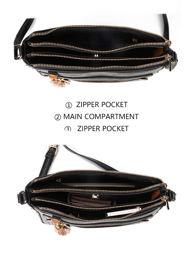 Crossbody Bags for Women Small Pu Leather Over the Shoulder Purses and Flap Cross Body Handbags with Multi Pockets