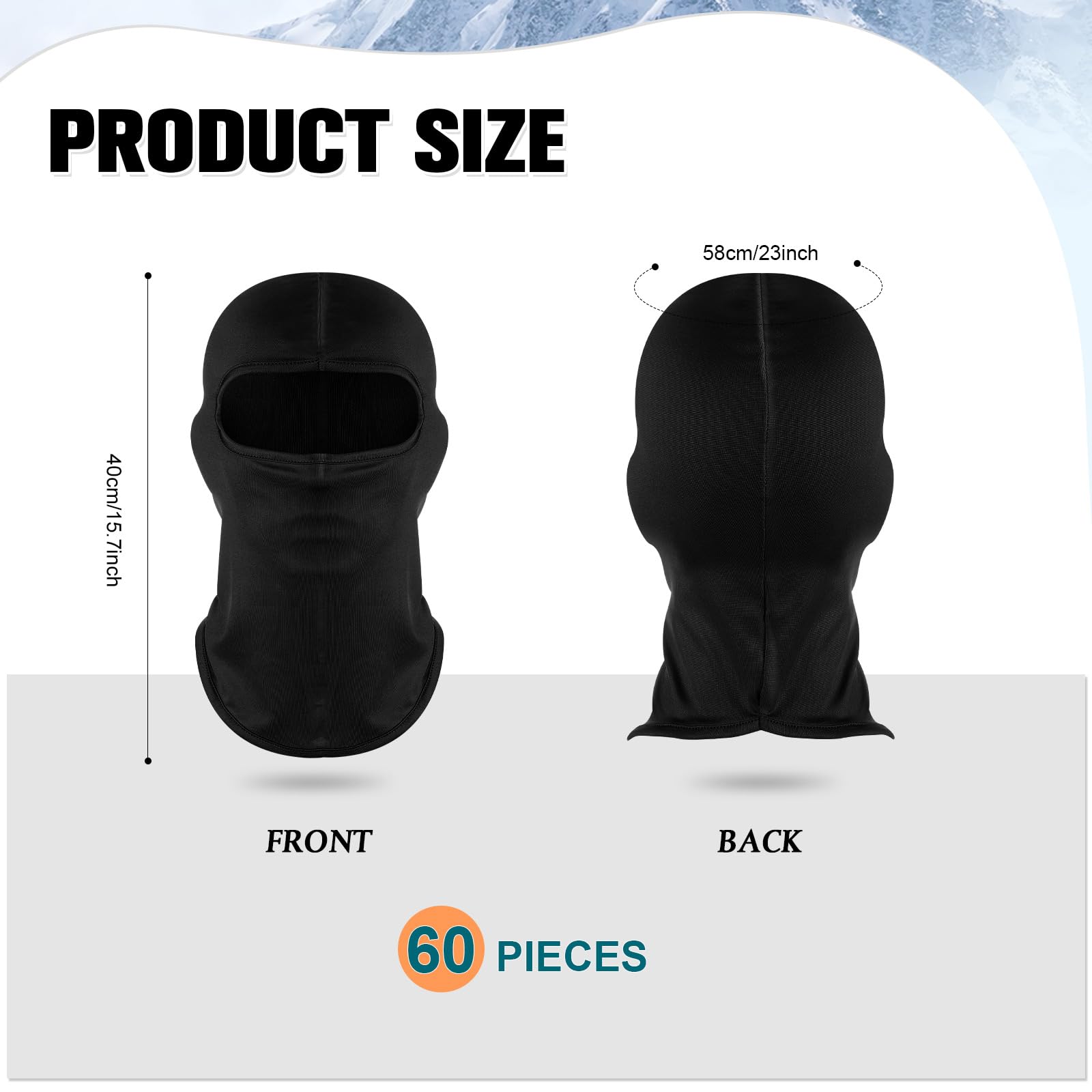 60 Pcs Balaclava Face Masks Men Full Face Cover Balaclava Mask PasamontaƱas Ski Mask Winter Mask for Men Women (Black)