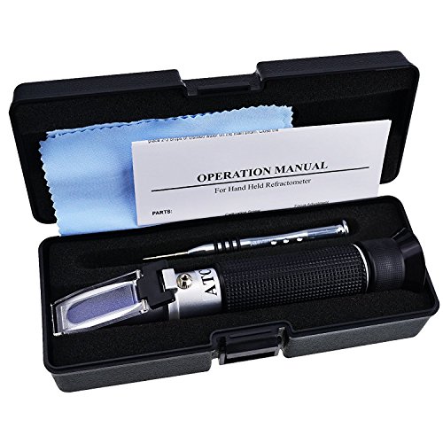 Alcohol Refractometer - 0-80% Alcohol Volume Percent with ATC for Distilled Beverages, Whiskey, Vodka, Gin, Tequila - Portable with Extra LED Light & Pipettes - Accurate Alcohol Measurement Tool