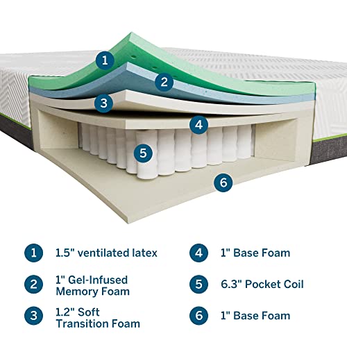 Lucid L300 Full Adjustable Bed Frame with Lucid 12 inch Latex Hybrid Full Mattress