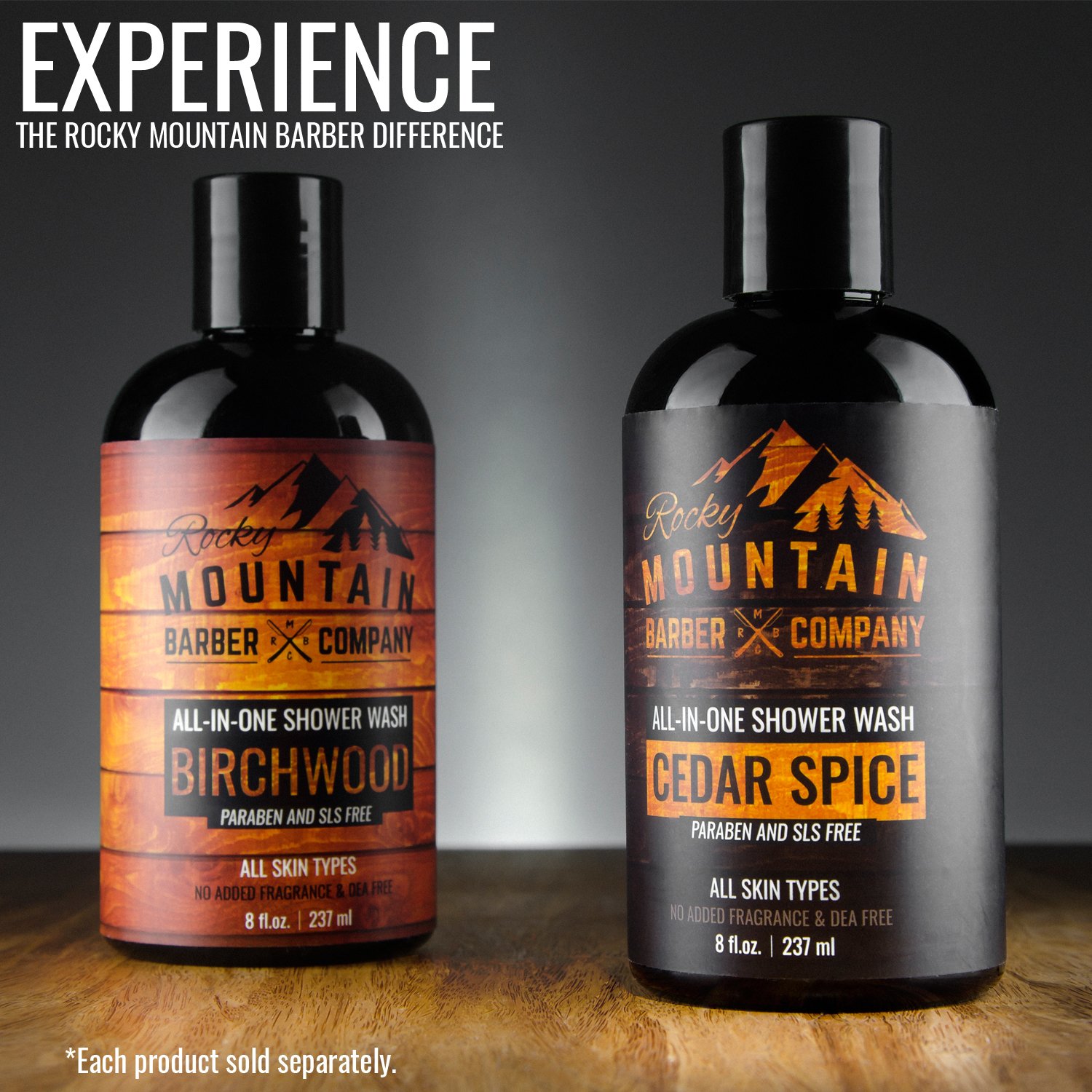 Rocky Mountain Barber Company Cedar Spice All-In-One Body Wash β Shampoo, Body Wash, Conditioner, Face Wash & Beard Wash with Essential Oils - 8 oz