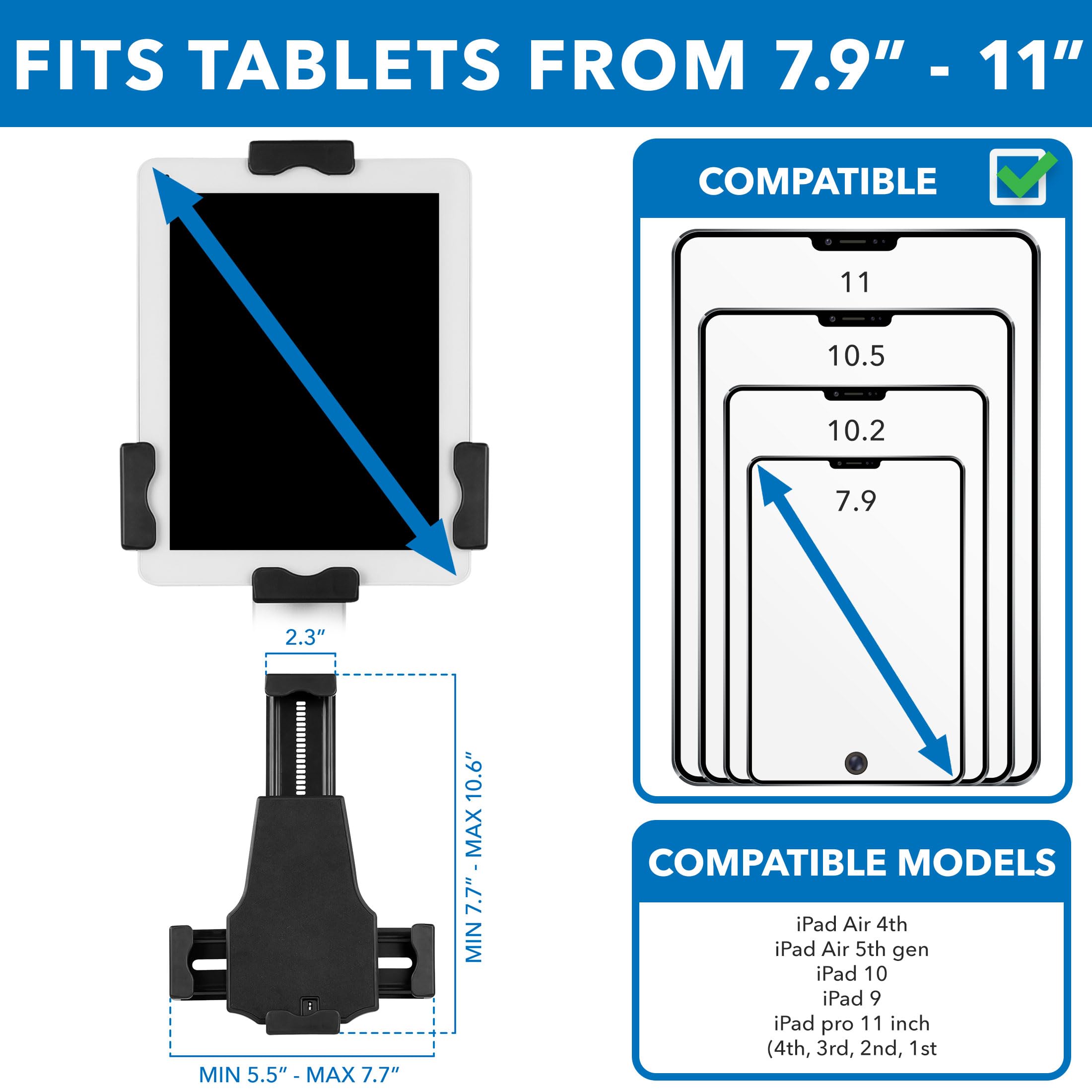Mount-It! Anti-Theft Universal Tablet Floor Stand Kiosk – Height Adjustable Tablet Kiosk Floor Stand - Locking Tablet Mount Stand for iPad, Galaxy, Surface Go & Other 7.9"- 10.9" Tablets