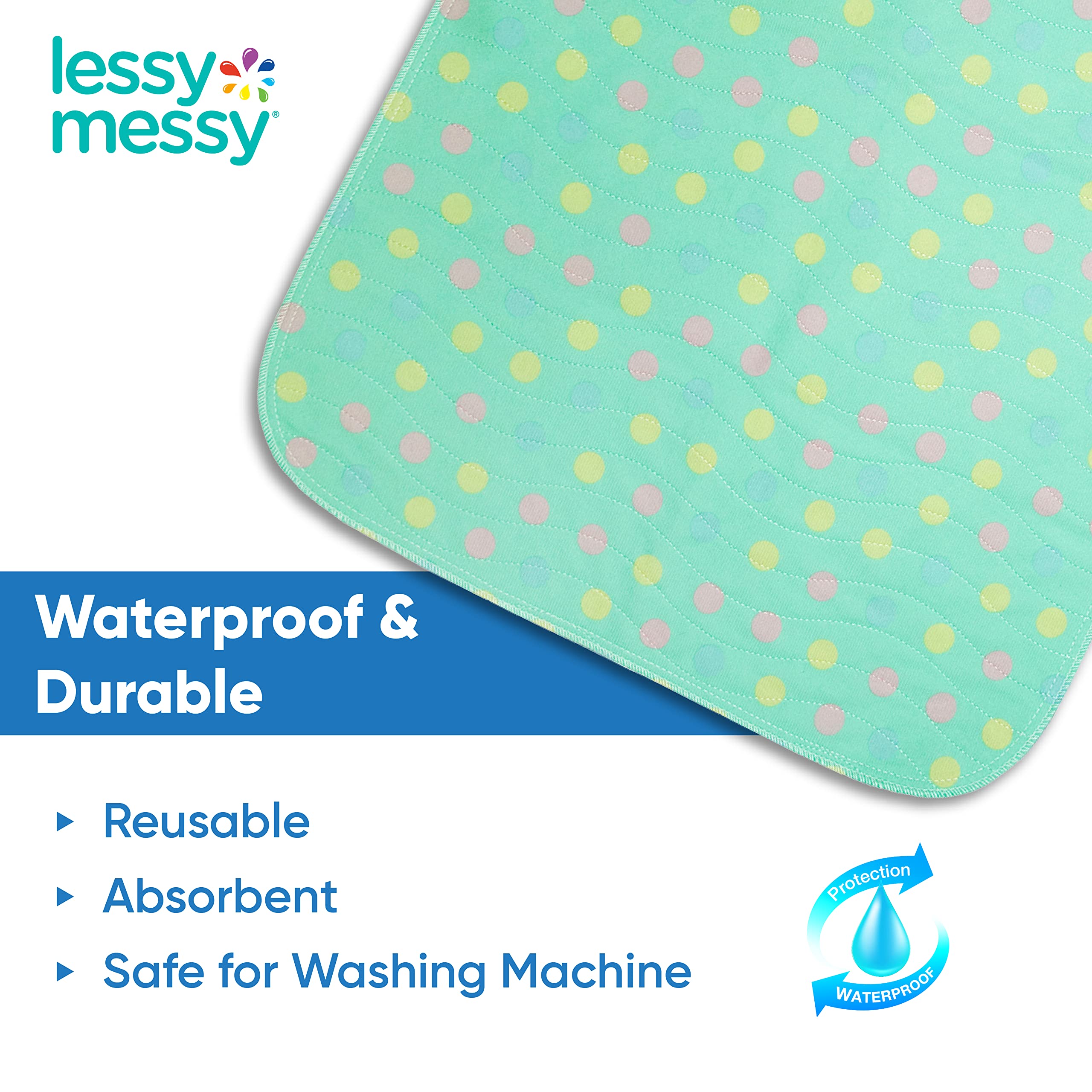 Portable Baby Changing Mat - Extra Large Waterproof Diaper Changing Pad | Machine Washable & Dryer Safe | Wipeable Surface for Easy Cleaning | Stylish Polka Dot Design