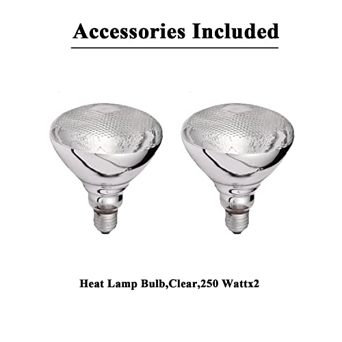KOUWO Food Heat Lamps with Dual 250w Bulbs Food Warmer Lights Food Heating Warmer Lamp Restaurant Kitchen Buffet Warmer Table (Double Head)