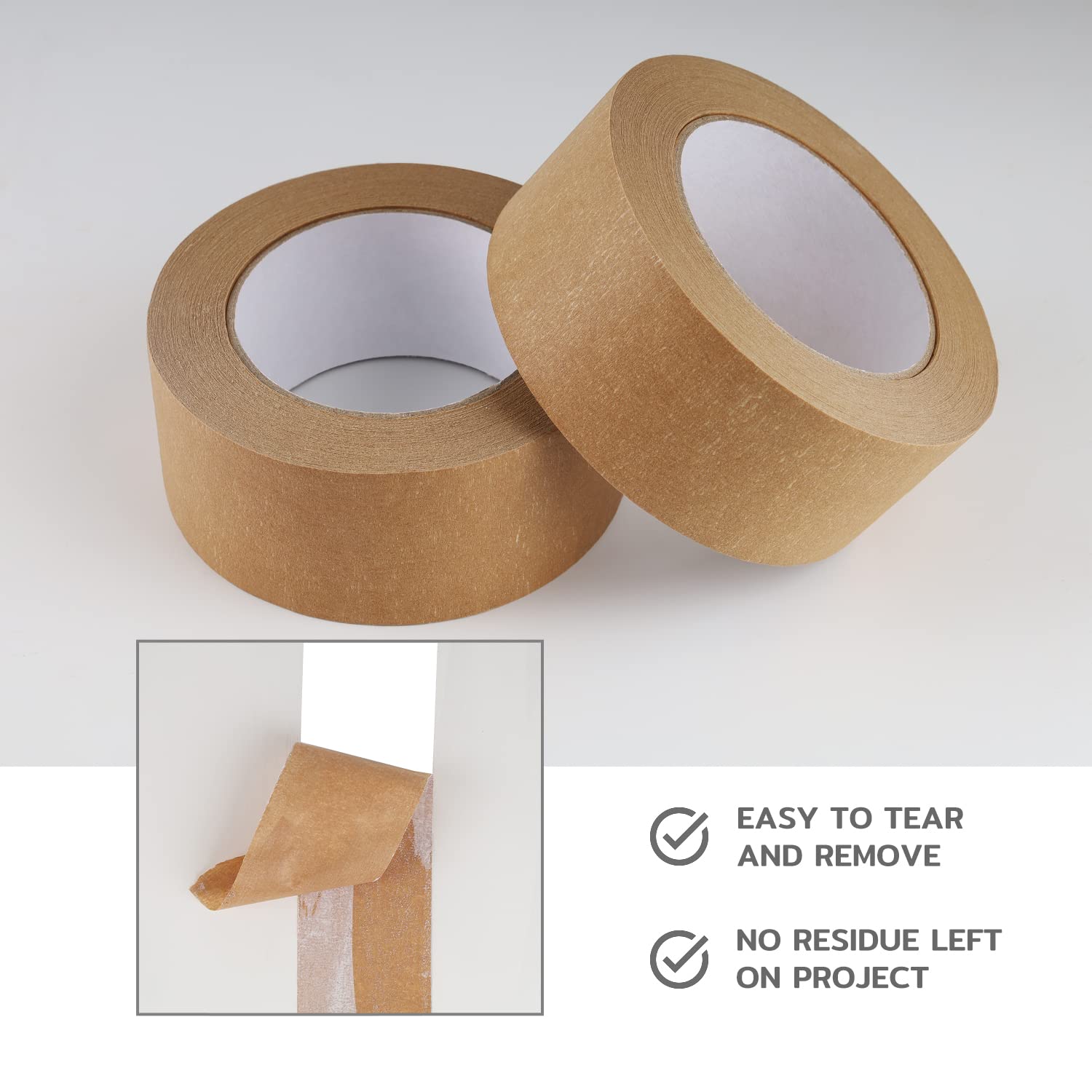 Lichamp 4 Pack Brown Painters Tape 2 inch Wide, Medium Adhesive Brown Masking Tape Bulk Multi Pack, 2 inch x 55 Yards x 4 Rolls (220 Total Yards)