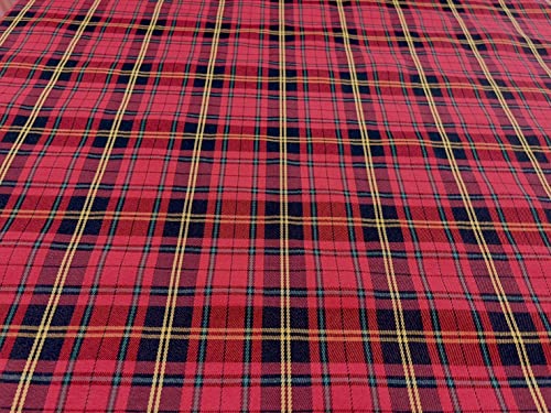 AMORNPHAN 60 Inch Plaid Scottish Traditional Pattern Tartan Motif Printed 100% Woven Cotton Fabric for Clothing Tablecloth Decorative Sewing Arts Crafts Upholstery and Home Accents for 1 Yard (Red)