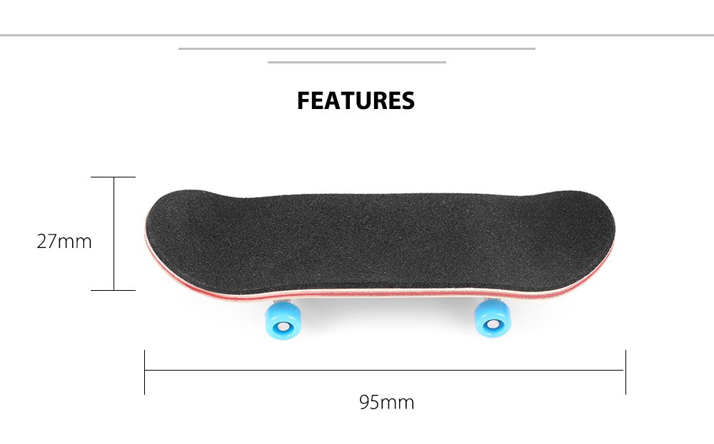 BISOZER Mini Finger Skateboard – Wooden Finger Board Ultimate Sport Training Props in Light Brown with Ball Bearings -1 Pack (Random Color Bearing Wheels)
