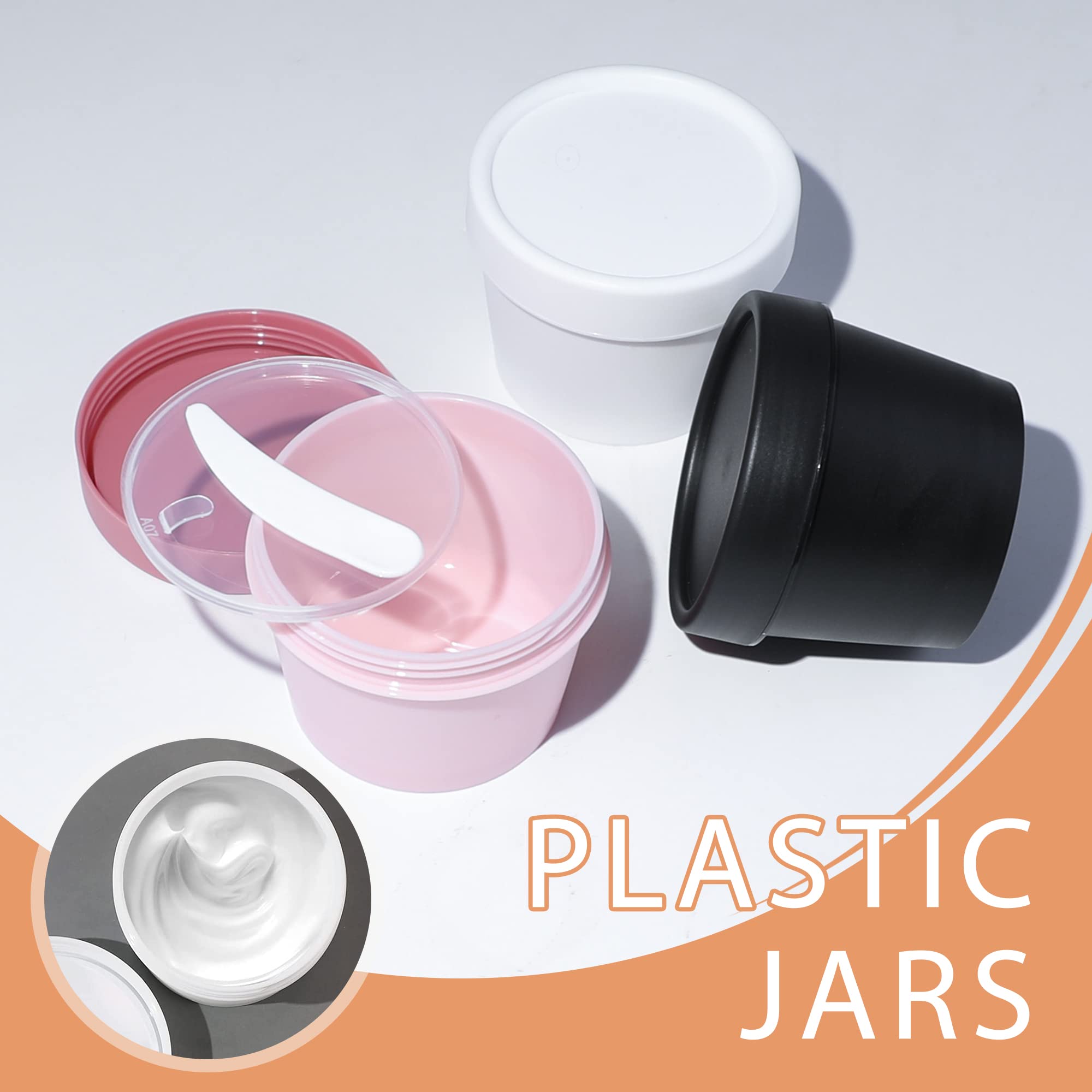 LONGWAY 3.4oz/100ml Empty Leakproof Cosmetic Pot Jars,Wide-Mouth Plastic Mask Container with Dome Lids for Beauty Products, DIY Slime Making or Travel Storage MakeUp(Black)
