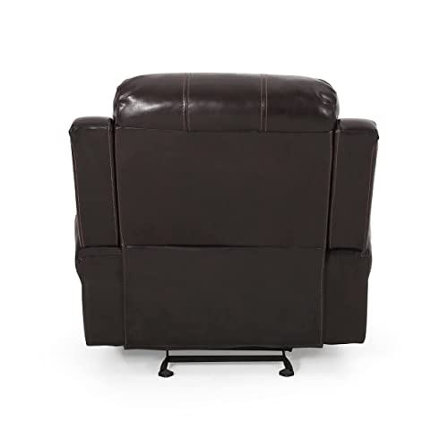 Christopher Knight Home Gavin Bonded Leather Gliding Recliner, Brown, 38.75D x 40.25W x 39.75H in