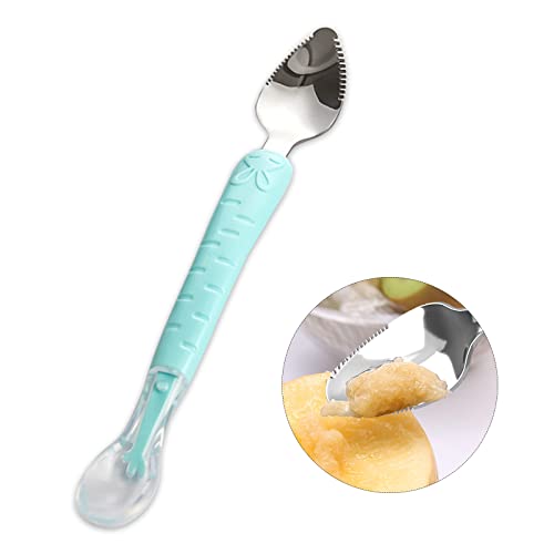 Double Head Baby Silicone Food Spoon (green),portable scraping mud.munchkin ezpzbaby brezza baby led weaning supplies (Green)