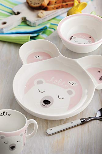 ZEN Hello Hello Porcelain Childrens Kids Dinner Set of 3 (PINK)