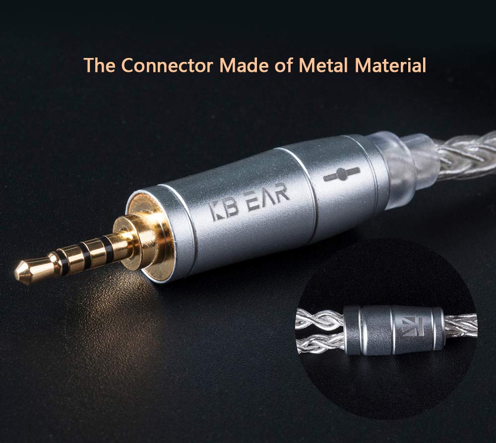 KBEAR 8 Core Silver Plated Upgrade Earphone Cable, Detachable Replacement Cable HiFi in Ear Monitor Cable for TIN T2 T3 P1 for Shure SE215 SE315 SE425 SE535 UE900 (MMCX 3.5mm)……