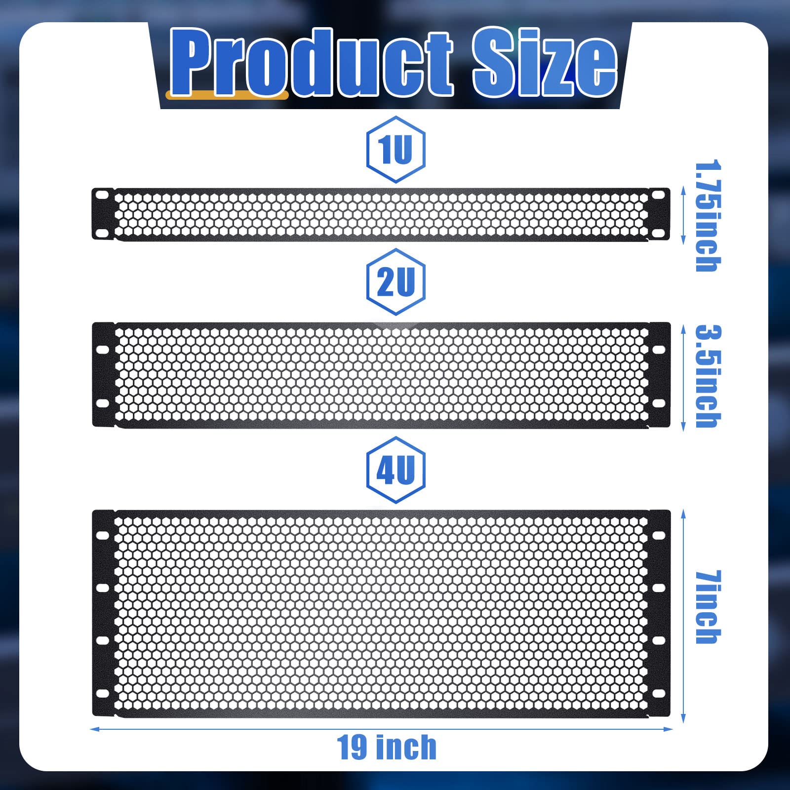 3 Pcs Vented Blank Rack Mount Panel Plate Rack Mount Shelf 1U 2U 4U Blank Panel Vent Recording Studio Rack Accessories for 19 Inch Equipment Cabinet Server Rack, Black