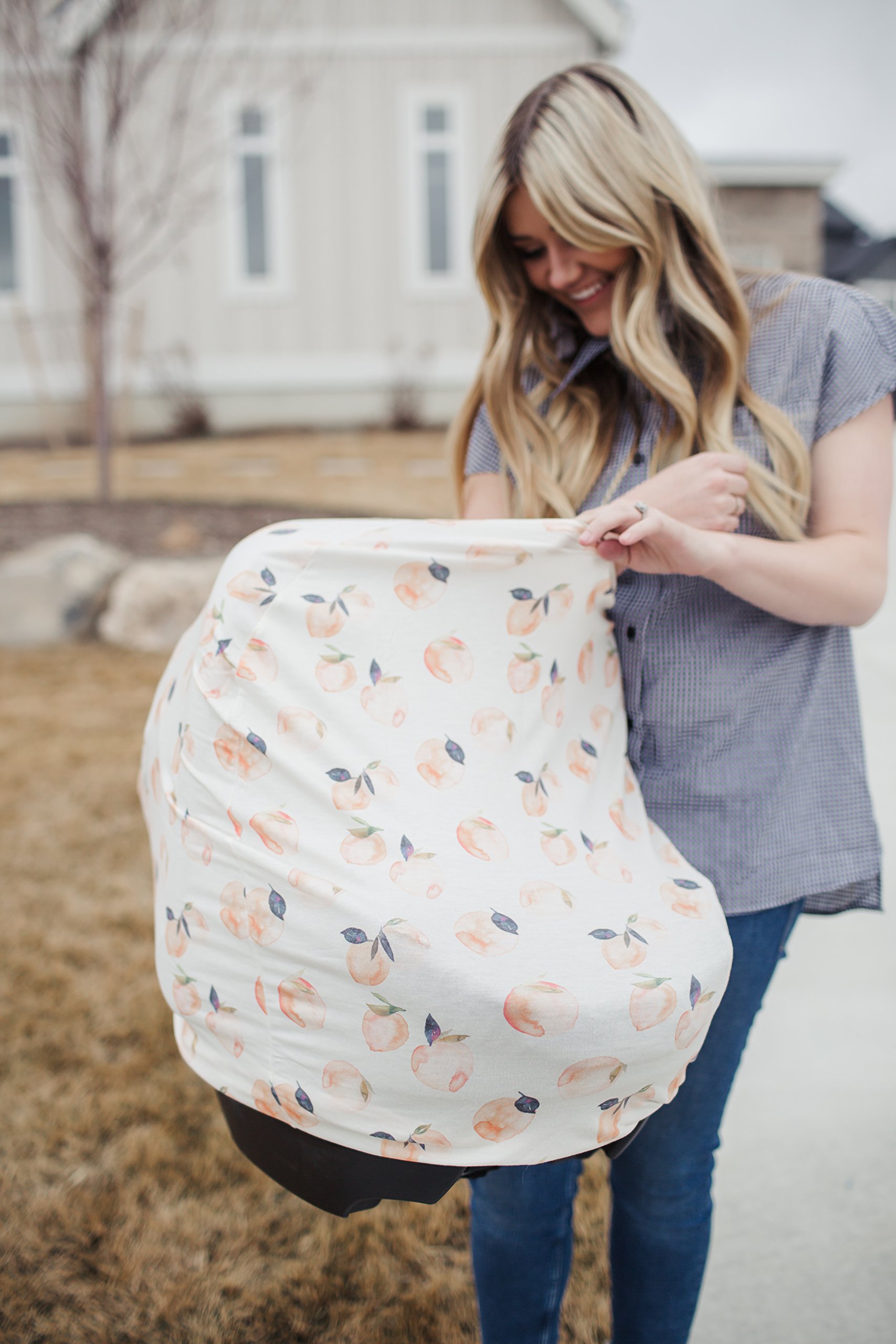 Copper Pearl Multi-Use Cover: Car Seat Covers, Nursing Cover, and Stroller Cover for Sun - Stretchy Fabric, All-Season Use, Stylish Designs, Easy Access for Moms - Caroline