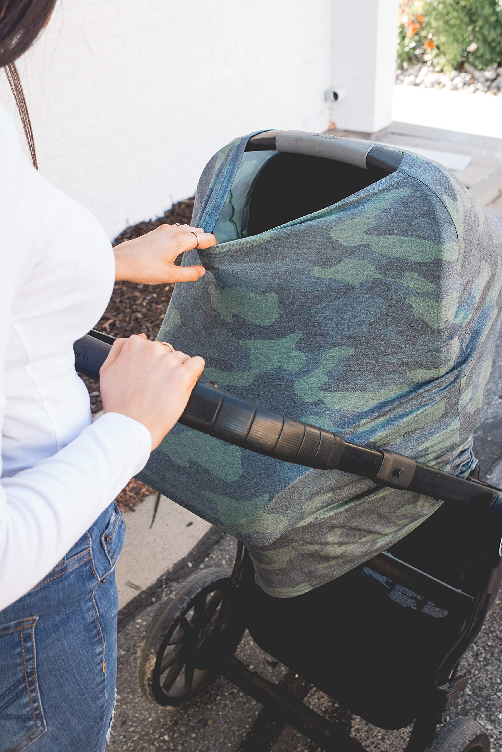 Copper Pearl Multi-Use Cover: Car Seat Covers, Nursing Cover, and Stroller Cover for Sun - Stretchy Fabric, All-Season Use, Stylish Designs, Easy Access for Moms - Hunter