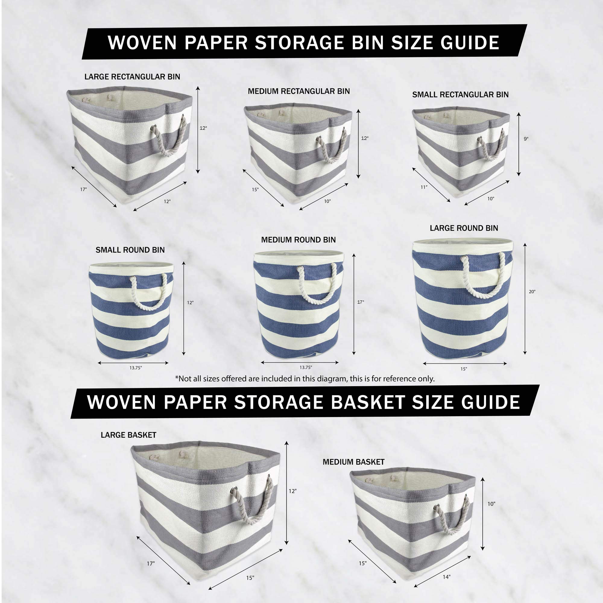 DII Collapsible Laundry Hamper/Storage Basket, Stripe Woven Paper, Nautical Blue Stripe, Small
