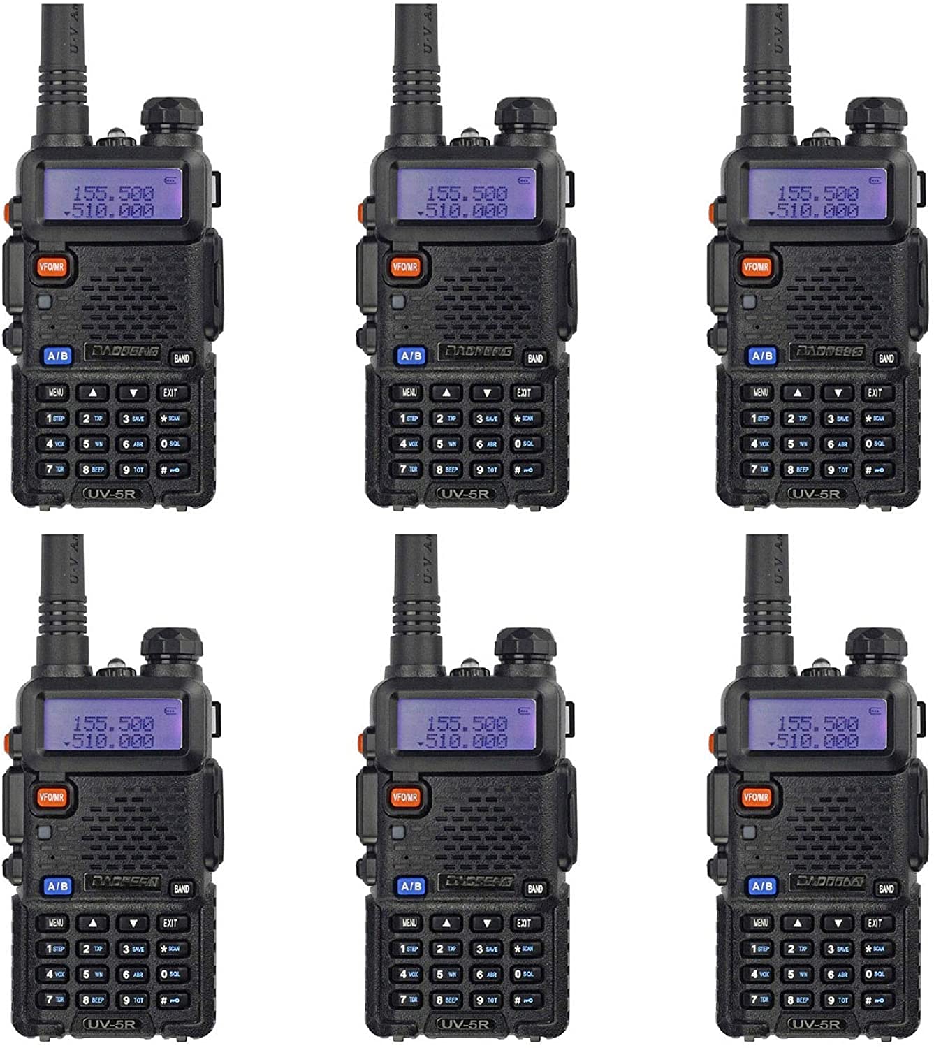 6 Pack Nicama Baofeng UV-5R Dual Band Two Way Radio, 144-148/420-450Mhz Walkie Talkie with 1800mAh Li-ion Battery