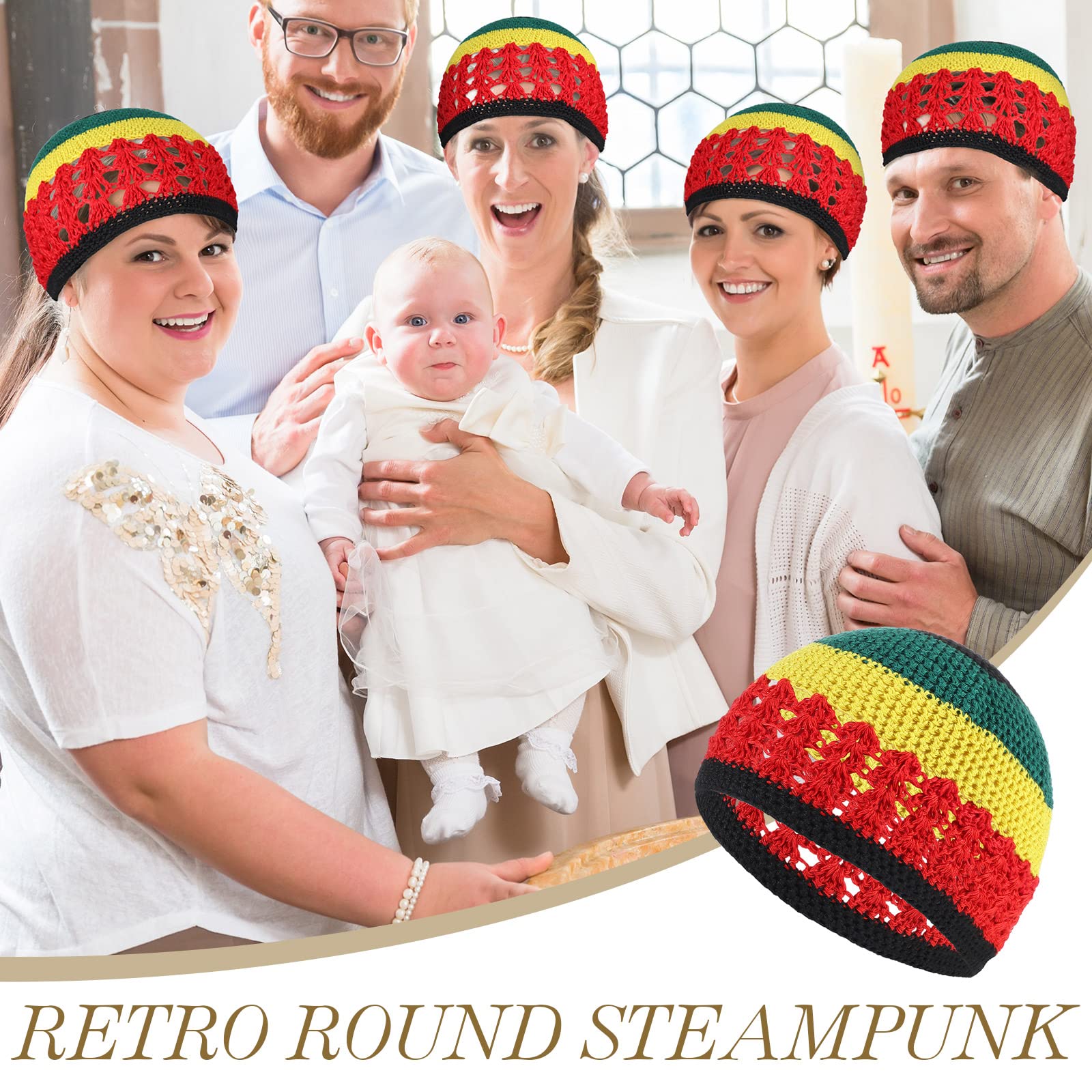 6 Pieces Kufi Hats for Men and Women Colorful Kufi Cap Under Helmet Muslim Hat Crochet Beanie