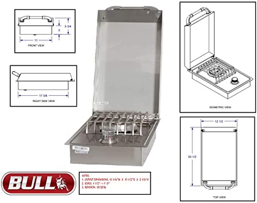 AMS Bull Grill 30" Angus BBQ Grill with Bull Single Side Burner, 30'' Door/Drawer Combo, Single Drawer, Sink and Cover… (Liquid Propane) FREE Bio-Ethanol Table-top Fire pit
