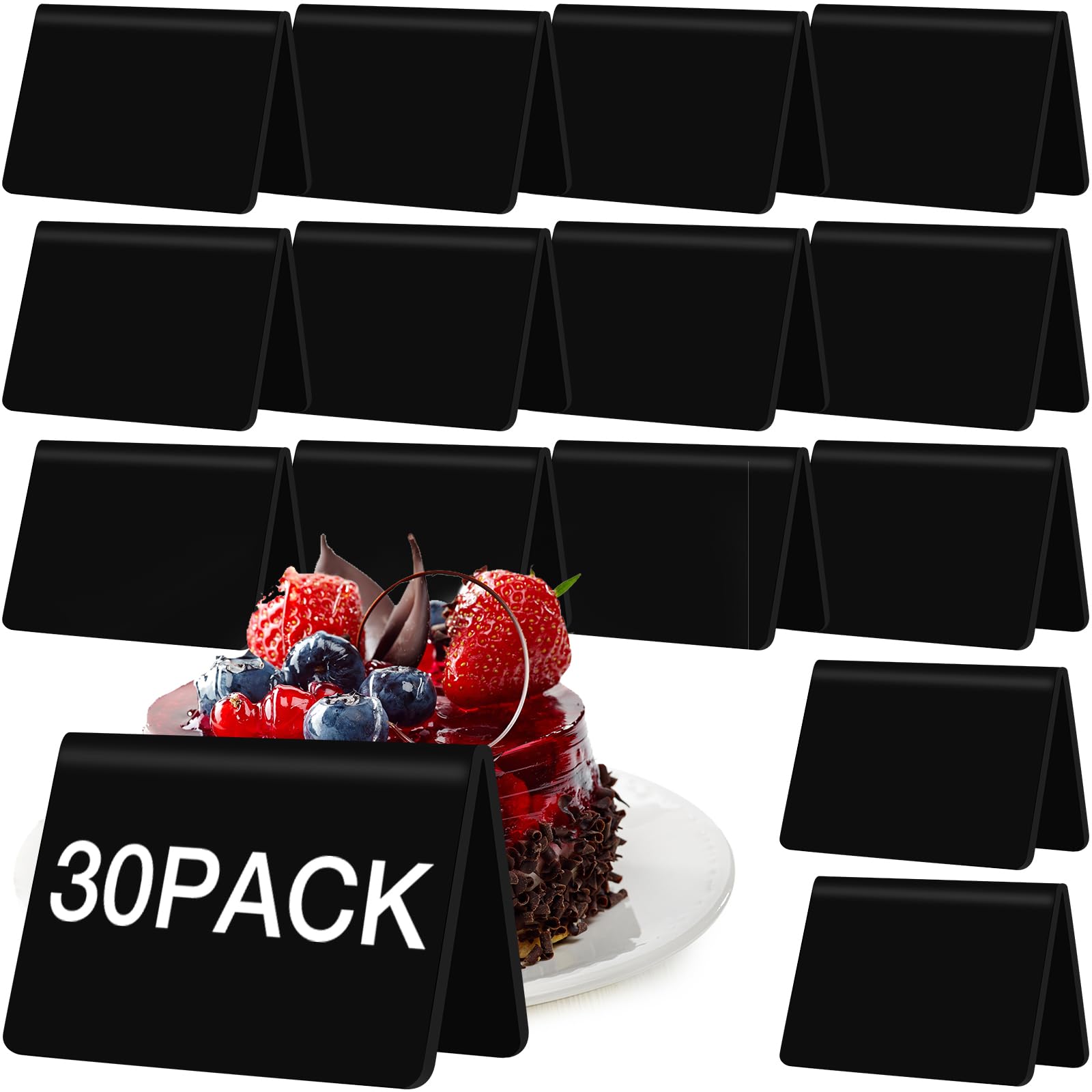 30 Pack Mini Chalkboard Signs for Food 4 x 2.9 Inches Table Tent Signs, Small Tent Style Chalkboard Sign Black Food Display Tags Food Labels for Party Buffet, Weddings, Birthday, Bakery