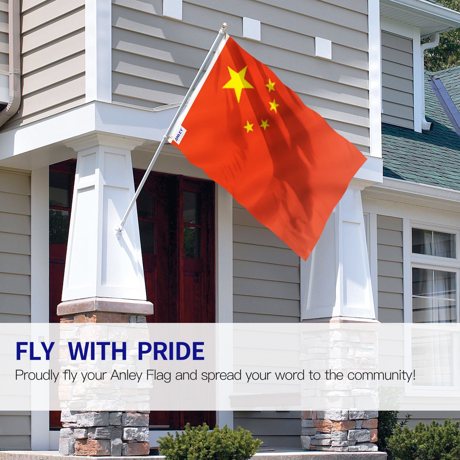 Anley Fly Breeze 3x5 Foot China Flag - Vivid Color and Fade proof - Canvas Header and Double Stitched - Chinese National Flags Polyester with Brass Grommets 3 X 5 Ft