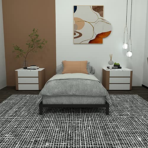 LUKIROYAL Sturdy Low Twin Bed Frame - Metal 7-Inch Platform Base with Steel Slats - Easy Assembly, Noise-Free, No Box Spring Needed - Non-Slip - Black