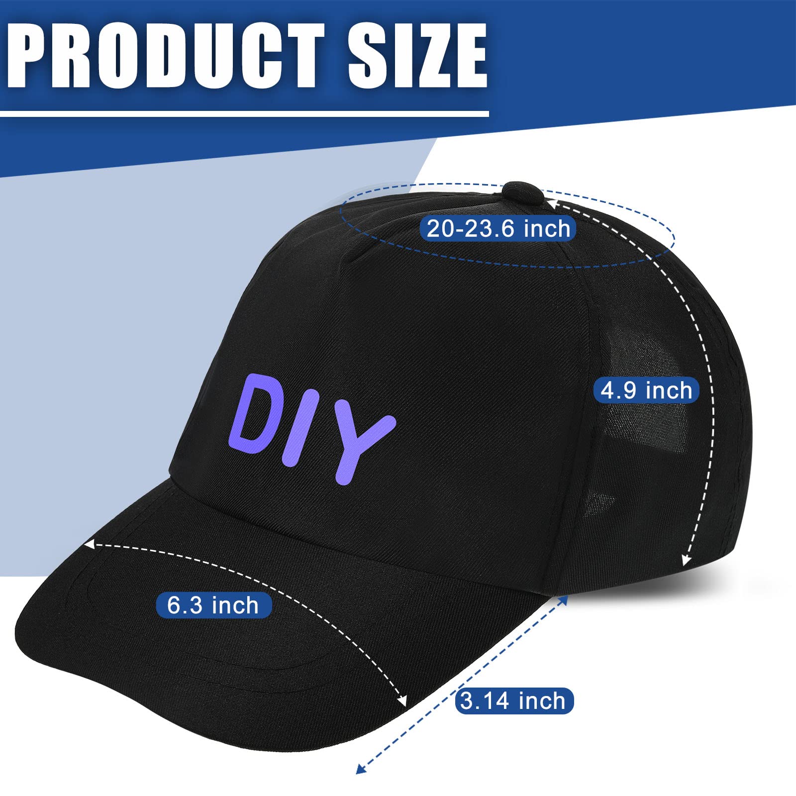 60 Pcs Plain Blank Baseball Caps Adjustable Black Baseball Hat Low Profile Dad Hat for Men Women Outdoor Running