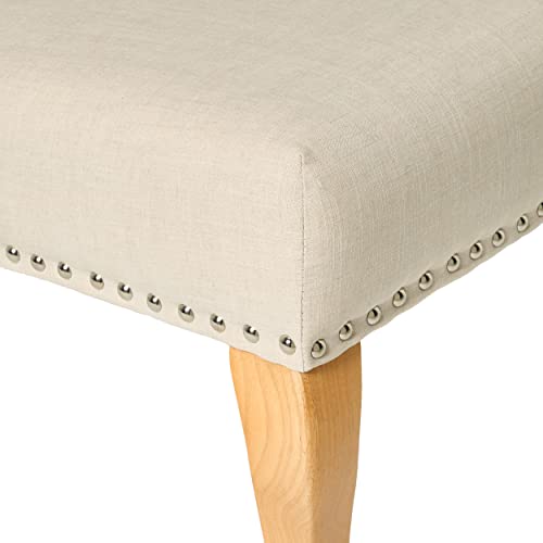 Christopher Knight Home Adrianna Wingback Button-Tufted Fabric Loveseat, Natural Plain