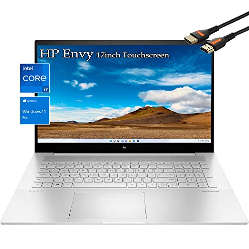 HP Laptops 17inch Touchscreen Envy Laptop| Windows11 Pro| Intel Core i7-1255U 10Core| Backlit Keyboard| Thunderbolt4 TypeC| Wi-Fi6E| Fingerprint| SD Card Reader| HDMICable (32GB RAM | 1TB PCIe SSD)