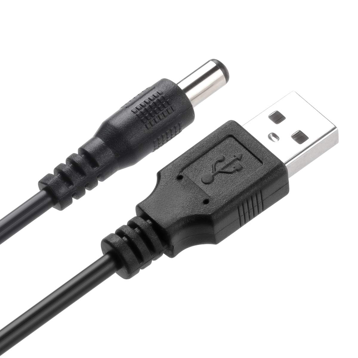TENINYU USB 2.0 A Male to DC 5.5x2.5mm 5 Volt 24AWG DC Barrel Jack Power Cable 3FT, Black (Max 2.5 Ampere Power Cable, Center PIN Positive),2Pack