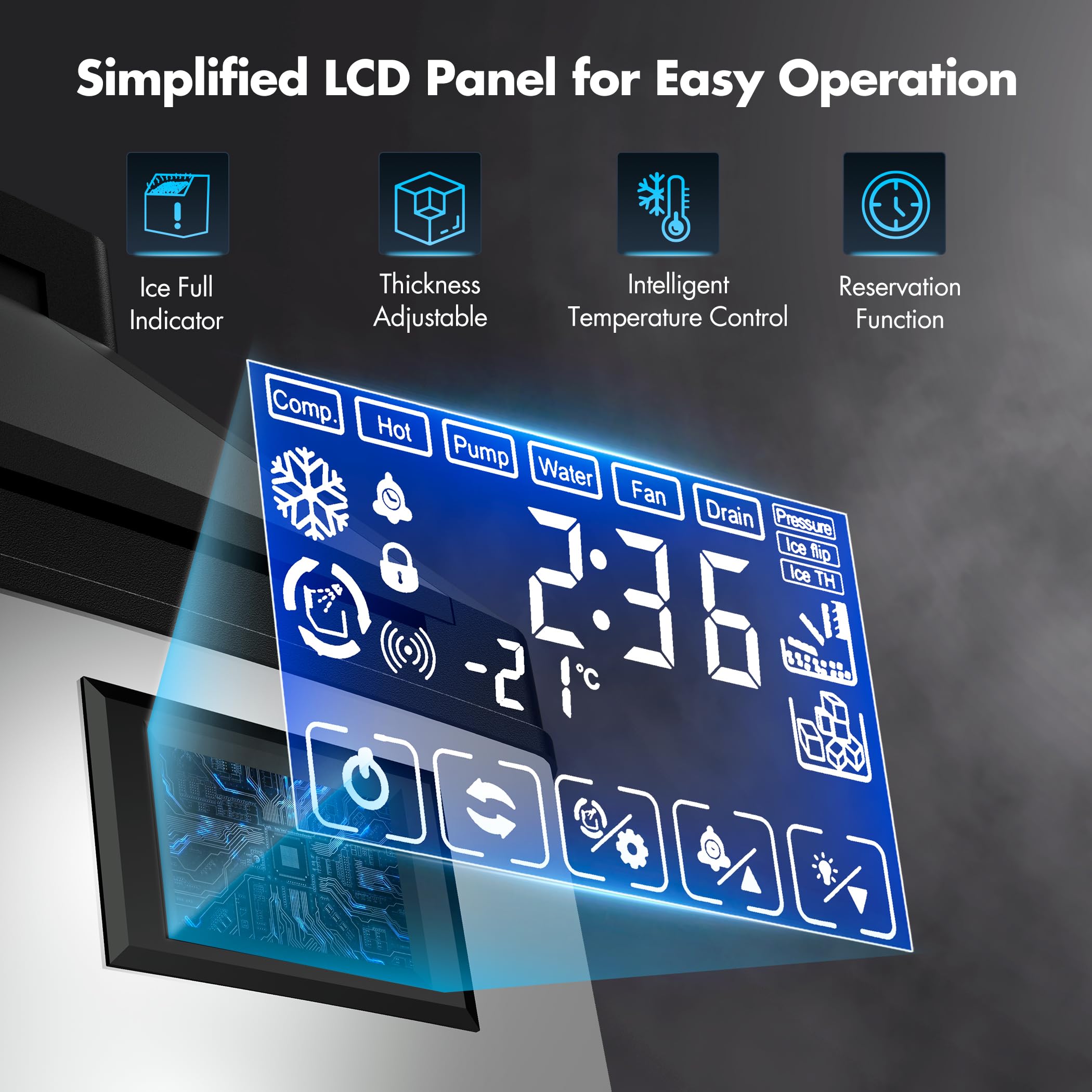 Coolski Commercial Ice Maker Machine 200LBS/24H, 26ββ Under Counter Ice Machine with 80LBS Storage Capacity, Stainless Steel Ice Maker for Restaurant/Bar/Home, Air Cooled/Clear Ice Cubes/ETL Approved