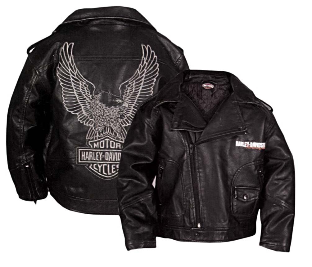 Harley-Davidson Baby Boys' Upwing Eagle Biker Pleather Jacket BLK 0366074 (12M)