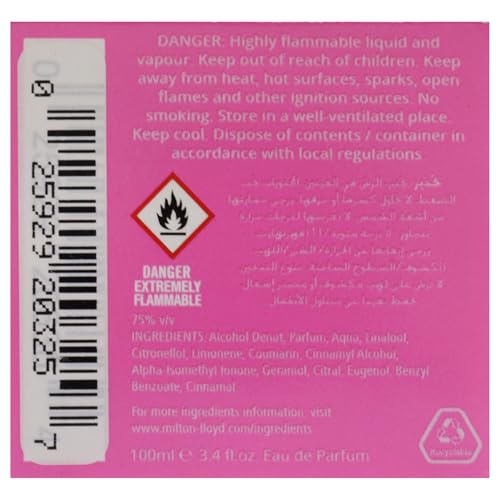 COLOUR ME Neon Pink by Milton-Lloyd - Perfume for Women - Amber Floral Woody Scent - Mandarin and Ginger Notes - Blended with Jasmine and Vanilla - for Vibrant Ladies - 3.4 oz EDP Spray