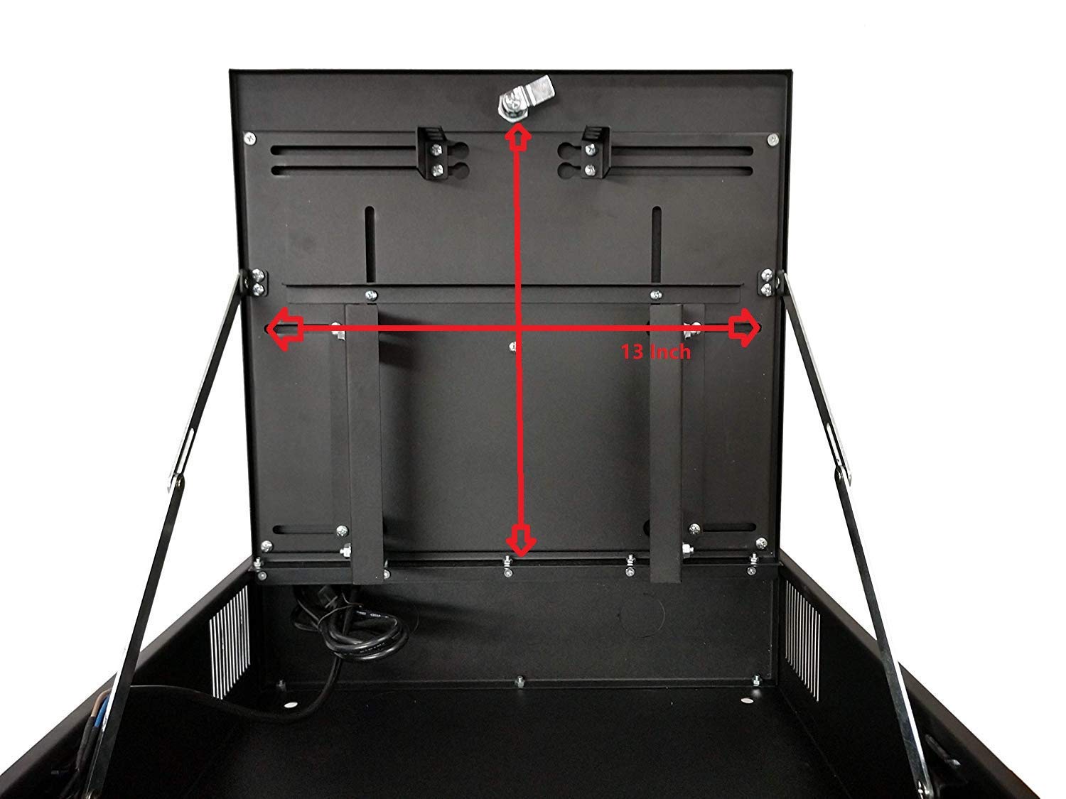 Kenuco Heavy Duty 16 Gauge Steel DVR Security Lockbox with Fan and Swing Open Top (24'' x 21'' x 8'' Black)