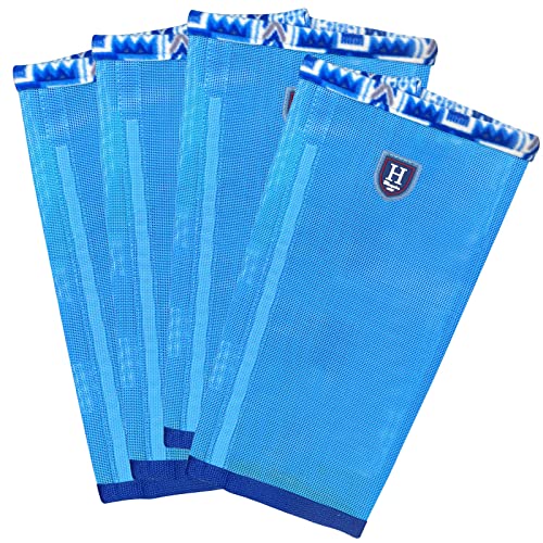 CareMaster Fine Mesh Fly Boots Loose Fitting & Non-Slip Horse Fly Leggings Fleece Air Flow (Set of 4) Cool Blue Medium