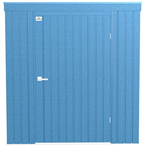 Arrow Shed Elite 6' x 4' Outdoor Lockable Steel Storage Shed Building with Pent Roof, Blue Grey
