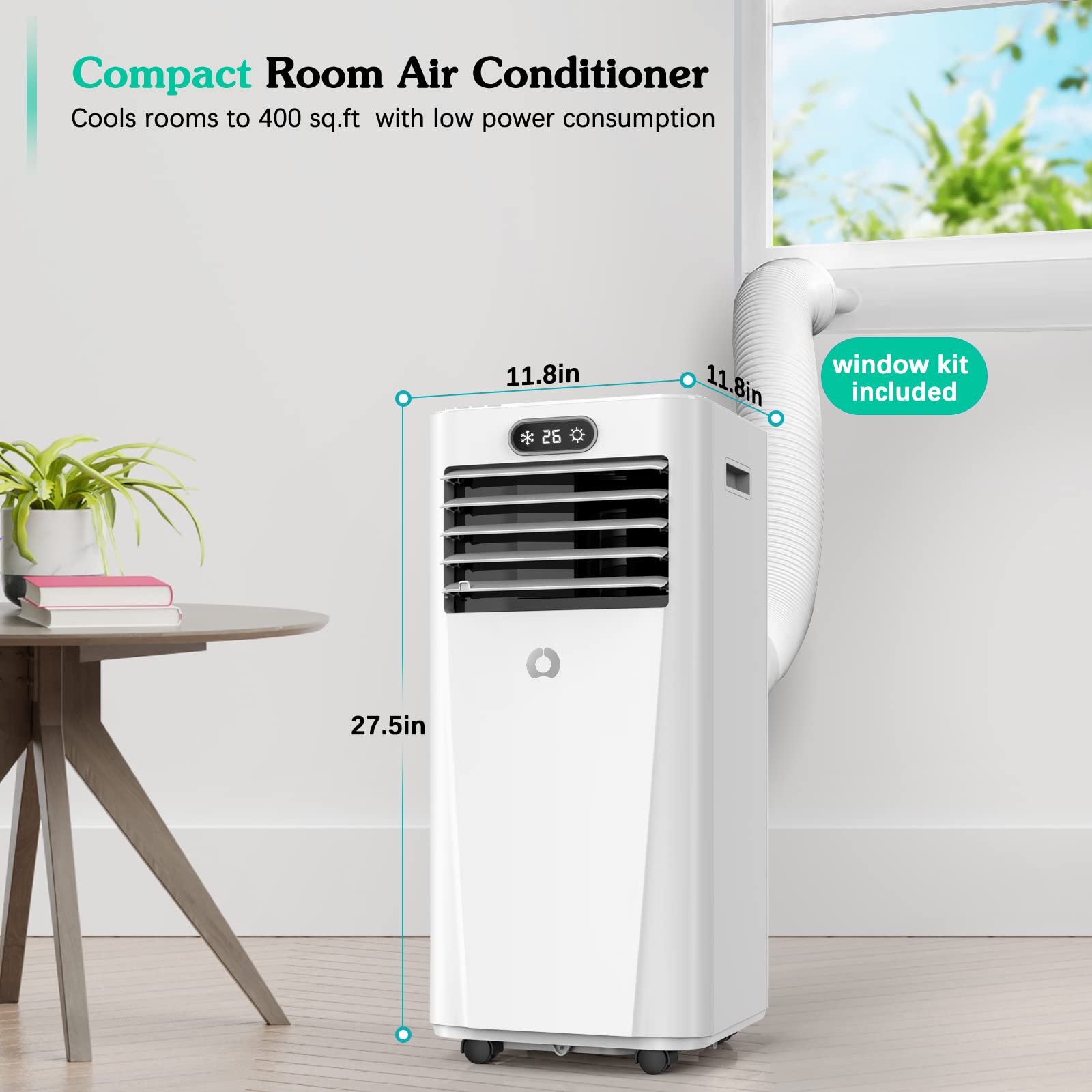AirOrig Portable Air Conditioners 8000 BTU with Dehumidifier, Fan, Cool Modes, 3-in-1 Portable AC Unit for Rooms up to 350 sq.ft with Remote Control Includes Window Mount Kit