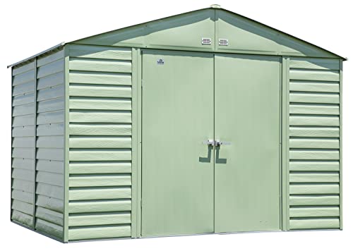Arrow Select 10' x 8' Outdoor Lockable Steel Storage Shed Building, Sage Green