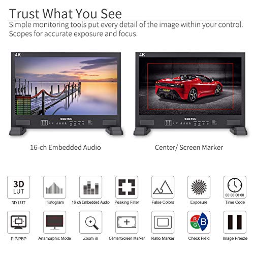 SEETEC LUT215 21.5 Inch Built in De Log 3D LUT Broadcast Studio Monitor 3G-SDI 4K HDMI Full HD 1920x1080 for Post and Live Production Broadcast