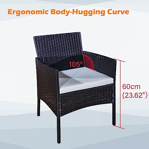 Aweather 4 Pieces Patio Furniture Set, Rattan Outdoor Table and Chairs for Yard,Pool or Backyard Outdoor Indoor Use
