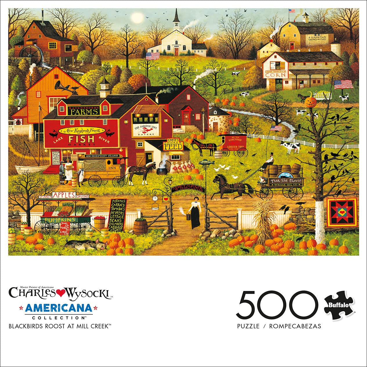 Buffalo Games - Charles Wysocki - Blackbirds Roost at Mill Creek - 500 Piece Jigsaw Puzzle for Adults -Challenging Puzzle Perfect for Game Nights - Finished Size is 21.25 x 15.00