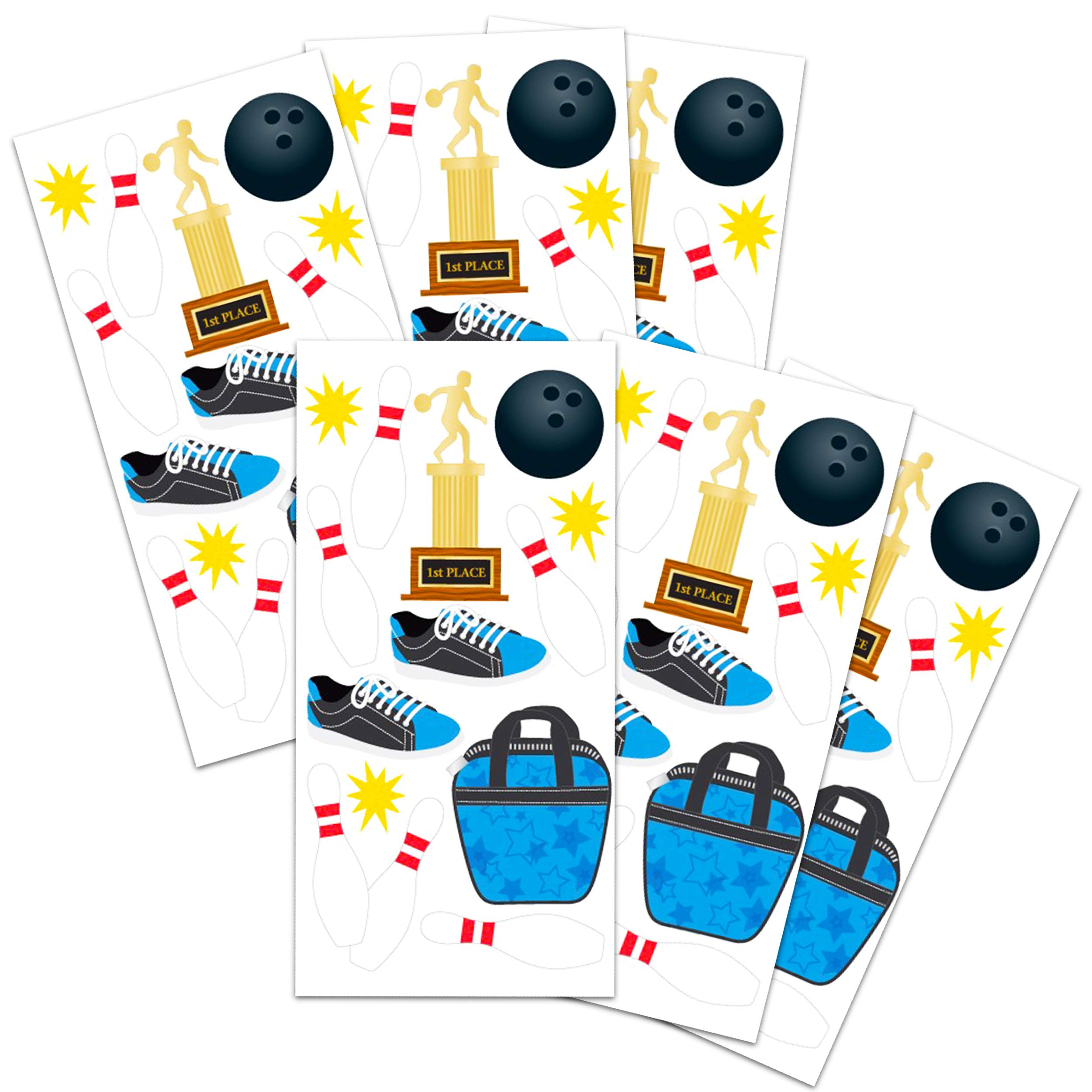 Bowling Sticker Craft Bundle Bowling Party Decorations - 6 Pack Bowling Scrapbook Stickers Bowling Scrapbooking Supplies (Bowling Party Favors)