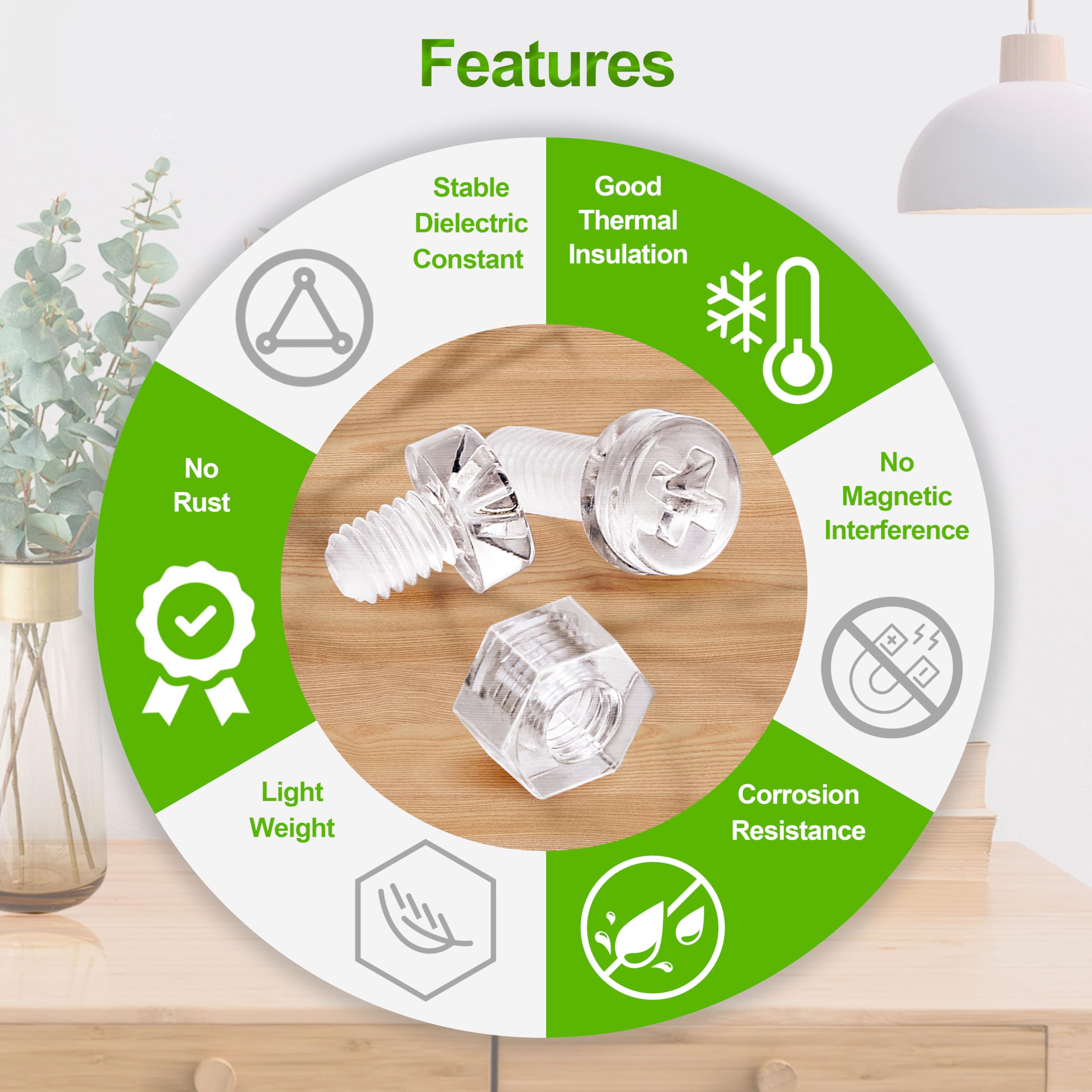 Pzsmocn 180 Pieces M3*4/6/8mm PC Transparent Plastic Cross-recessed Round Head Screws and Hexagonal Nuts Kit, Corrosion-Resistant, for DIY, Model and Electronic Product Fixation.