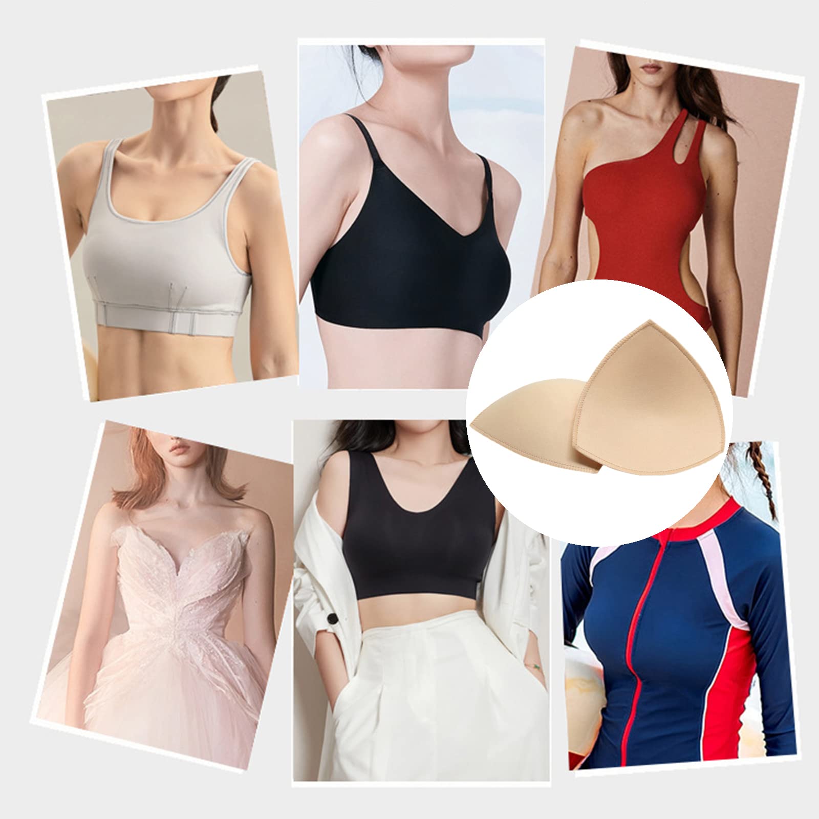 30 Pairs Bra Pads Inserts Removable Breast Enhancers Inserts Triangle Sponge Bra Pads