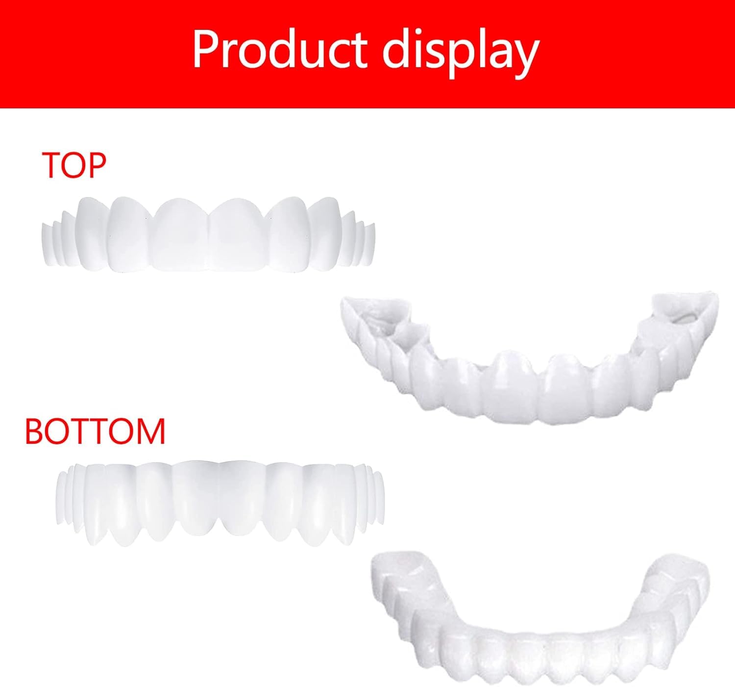 Fake Teeth, Instant Veneers for Temporary Tooth Repair Upper and Lower Jaw, Dentures Teeth Socket-Perfect for Women and Men, Protect Your Teeth and Regain Confident Smile, Natural Shape with Color