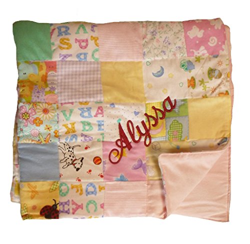 Custom Embroidered, Personalized, Cotton Flannel Patchwork Quilt
