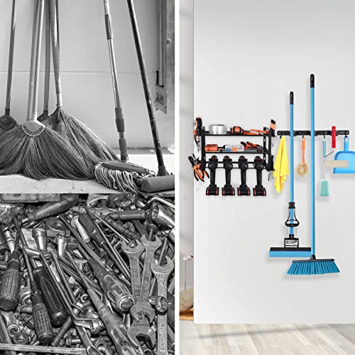 ALIEN SYSTEM Power tool shelf and storage hooks (Power tool organizer & Mop holder)